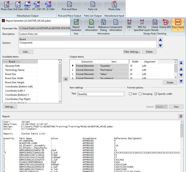 Manufacturing Documentation Output | eCADSTAR